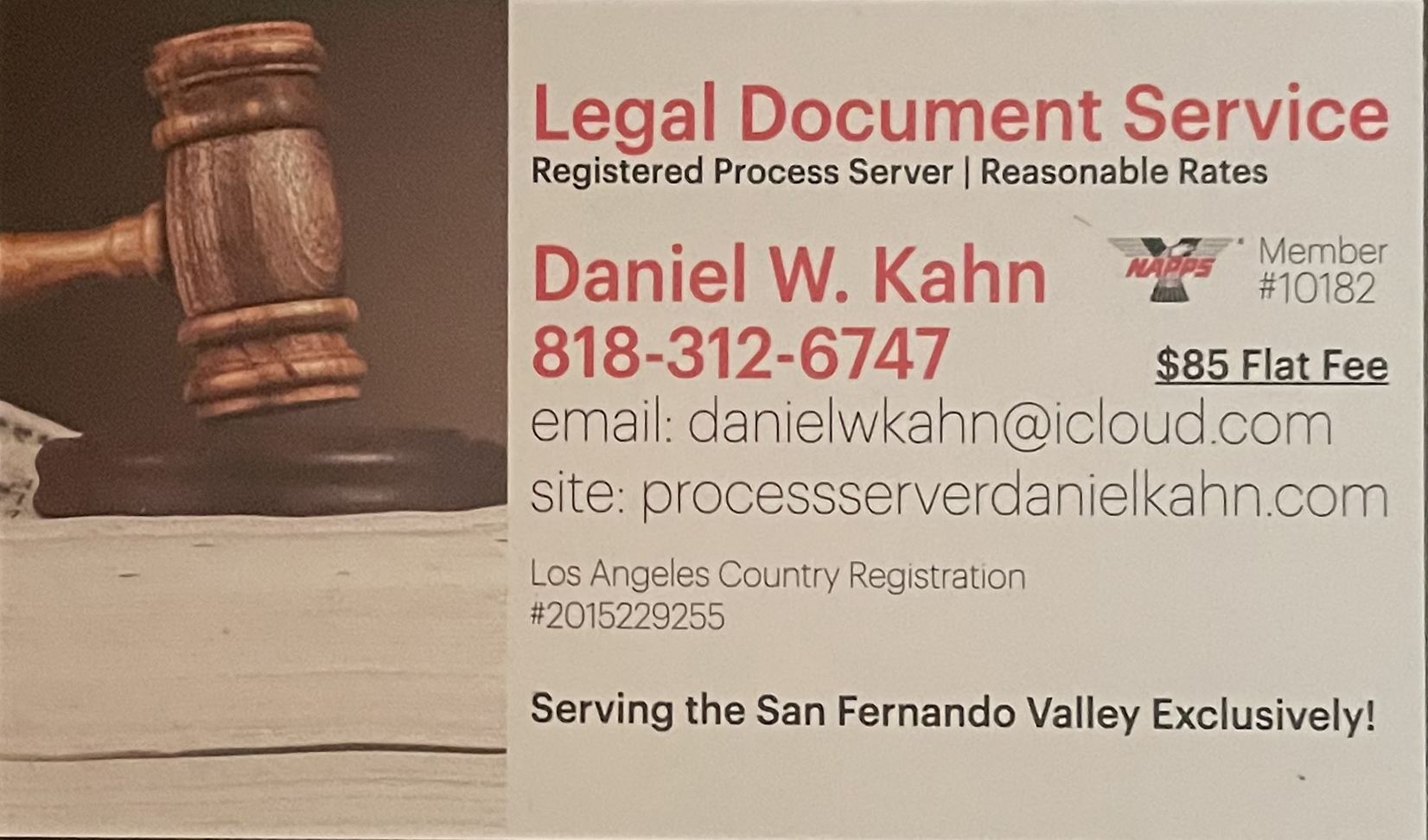 Daniel Kahn a Los Angeles County bonded and registered process server ...
